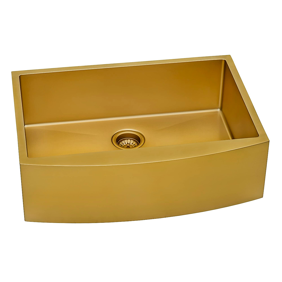 Ruvati Brass Tone 30-inch Apron-Front Matte Gold Stainless Steel Farmhouse Kitchen Sink - Single Bowl - RVH9660GG
