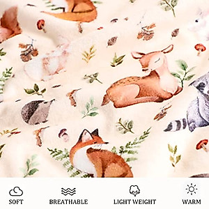 Minky Baby Blanket for Boys Girls Double Layer Soft Plush Toddler Blanket with Dotted Backing, Fox Newborn Blanket for Nursery Stroller Crib Receiving Blanket Infant Unisex, Woodland 30 X 40 in