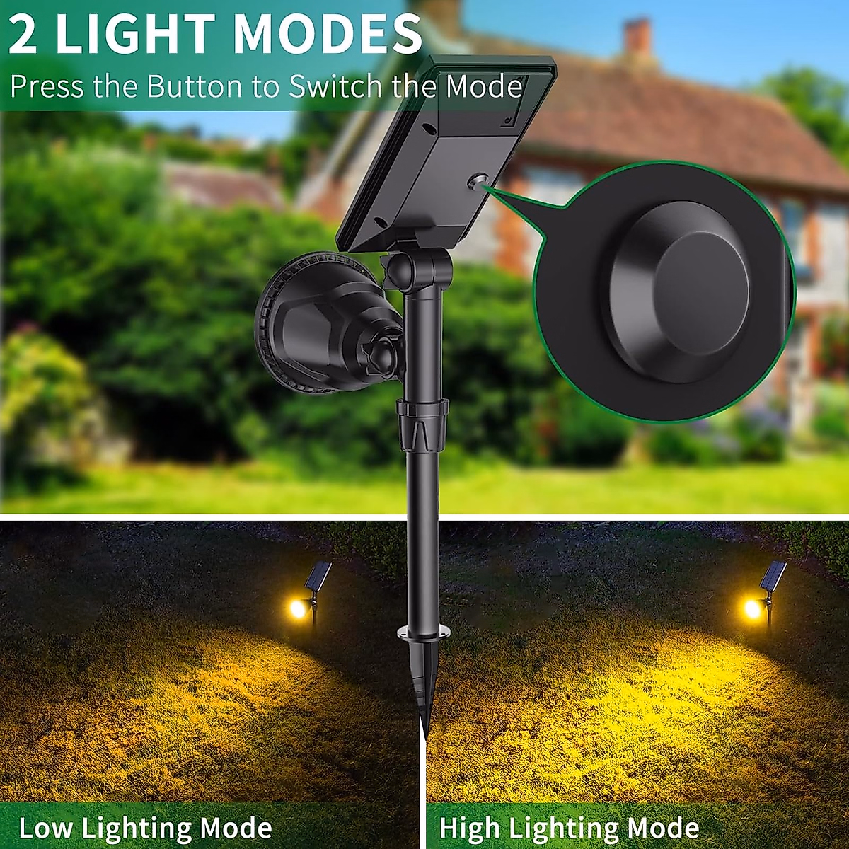 JSOT 600 Lumen Bright Solar Lights Outdoor Waterproof,Solar Powered Landscape Spotlights Solar Walkway Lighting for Backyard Garden Pathway Driveway Path Wall Patio Decor Warm White 4 Pack