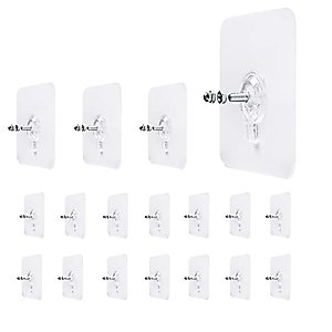 LAJAR 18 Pcs Screw Free Stickers for Hanging, Seamless Screws for Wall, Adhesive Wall Mount Hanging Nails for Bathroom Kitchen (10mm)