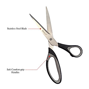 Scissors, Craft Scissors, All Purpose Scissors for Office Home School Sewing Fabric Students Teacher Art Craft DIY Supplies, Sharp Blade, Soft Grip Handle, 3 Pack 6"/8"/10"