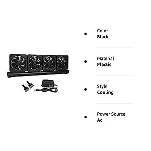 Aquarium Chiller, Fish Tank Cooling Fan System for Salt Fresh Water, 2 Variable Speed, Wide Angle Adjustable (4-Fan)