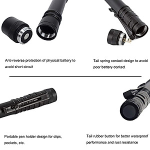 Pen Flashlight, Led Mini Penlight Super Bright Pocket Clip Pen Light Compact Flashlight for Inspection, Repair, Camping, About 1000 Lumens IPX5 Powered by 2*AAA Battery(not included) set 6pcs