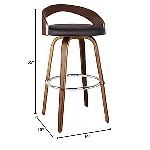 Armen Living LCSOBABRWA30 Sonia Barstool with Polyurethane Upholstery, 30"H, Walnut Wood Finish/Brown