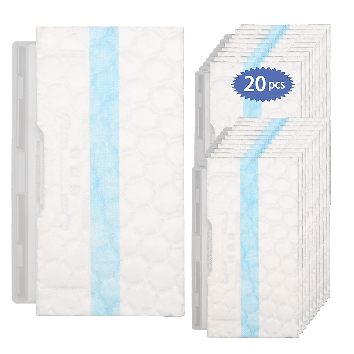 Evjeal 20 Pack Vacmop Pads for Shark VACMOP Pro Hard Floor Vacuum Mops, Disposable Replacement Mop Pads, White