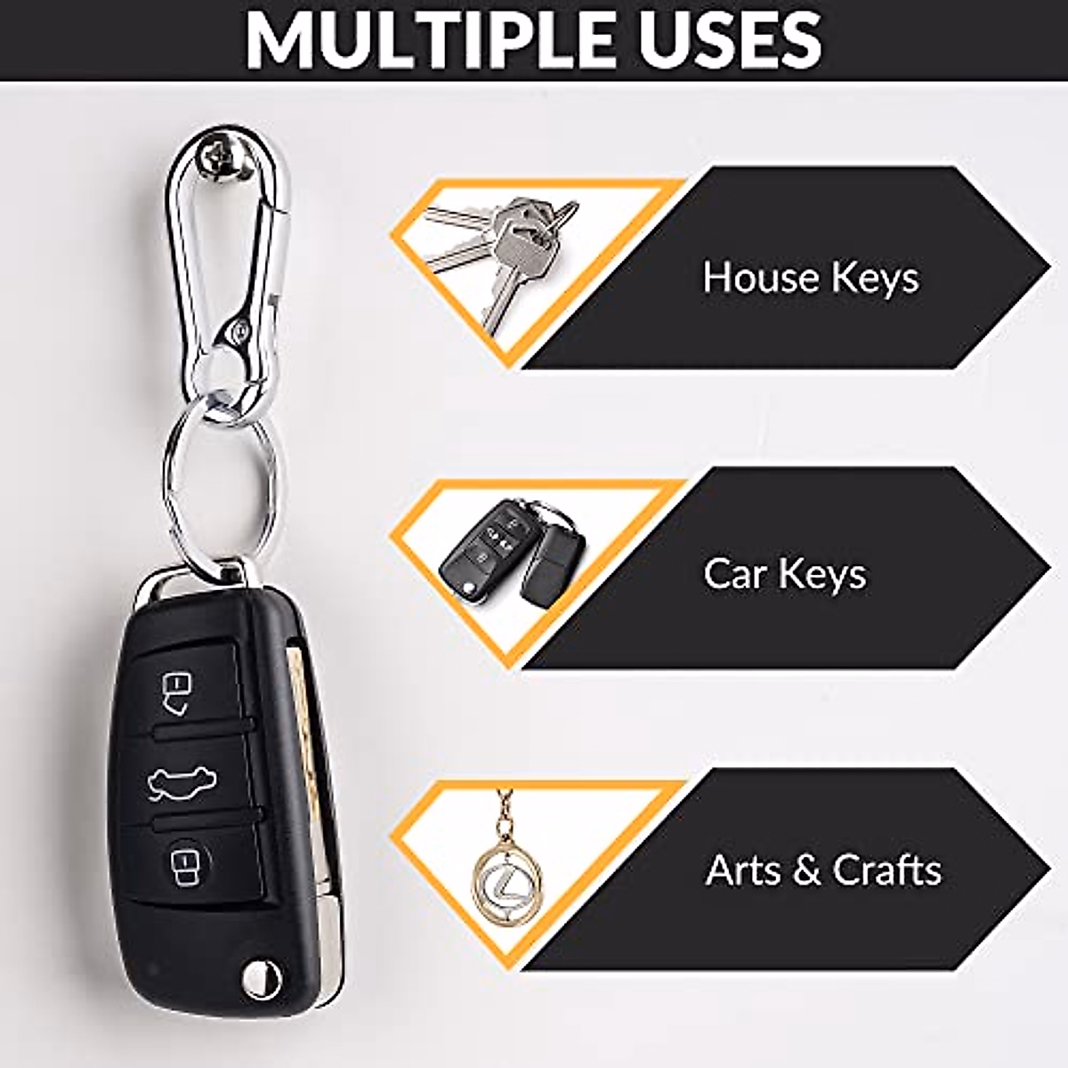 Rainspire Key Ring Keychain Keyrings Key Chain Holder Clip Key Organizer Key Chain Ring for Men and Women, 3 Pack, Silver