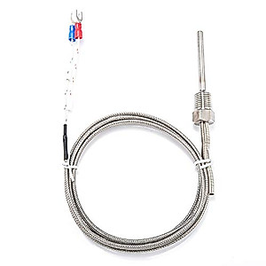 Waterproof K Type Grounded Thermocouple - Jaybva Temperature Sensor Probe for PID Temperature Controller Two Wire Stainless Steel NPT 1/4 inch Pipe Thread 0~500℃ with 2m Insulation Lead Shield Wire