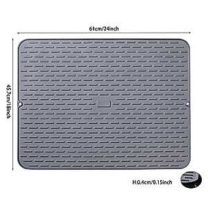 To encounter Silicone Dish Drying Mat - Extral Large 24" x 18" - Set of 2 Flexible Rubber Drying Mat, Heat Resistant Silicone Trivet, Counter Top Mat, Dish Draining Mat, Sink Mat