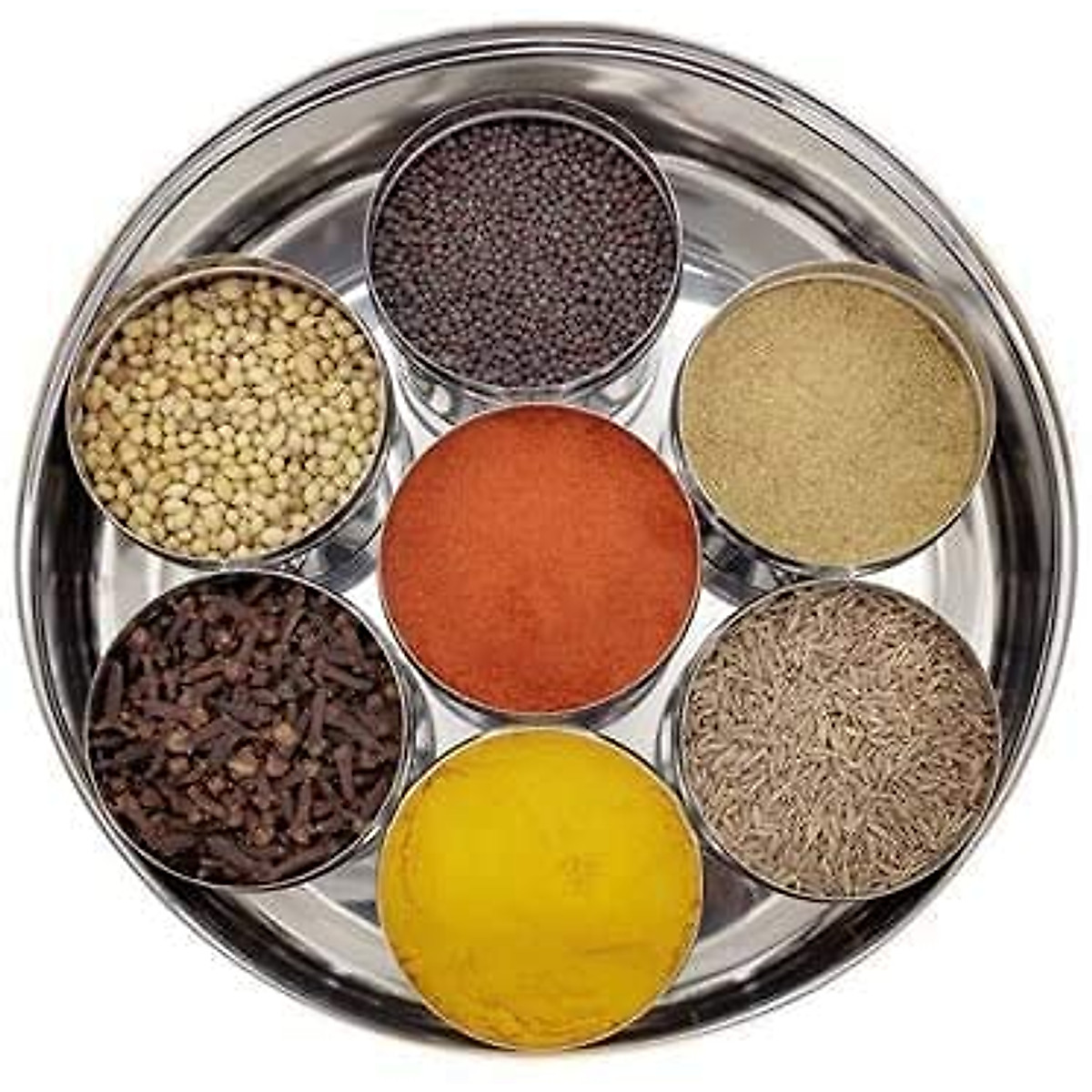 WhopperIndia Stainless Steel Spice box 7 compartments With Clear Screen & Clear Lid With Spoon and Airtight Lid