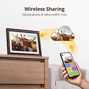 Dragon Touch Digital Picture Frame WiFi 10 inch IPS Touch Screen HD Display, 16GB Storage, Auto-Rotate, Share Photos via App, Email, Cloud - Classic 10