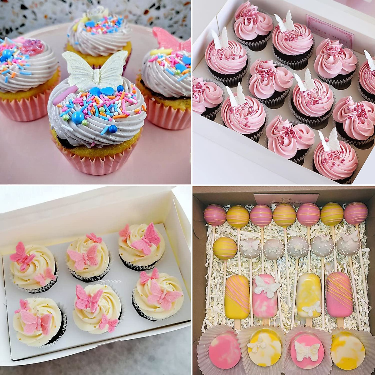 Silicone Butterfly Molds, AIMEIKI 4 Pack Butterfly Fondant Molds Chocolate Candy Cake Baking Molds for Decorating Cake Cupcake Toppers Christmas Decor