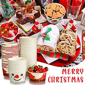 Hotop 72 Pack 16 oz Christmas Snack Cups Disposable Ice Cream Cups Yogurt Paper Bowls Dessert Cups Santa Snack Candy Cups Snowman Sundae Cups Christmas Paper Bowls for Party Supplies (Cute Style)