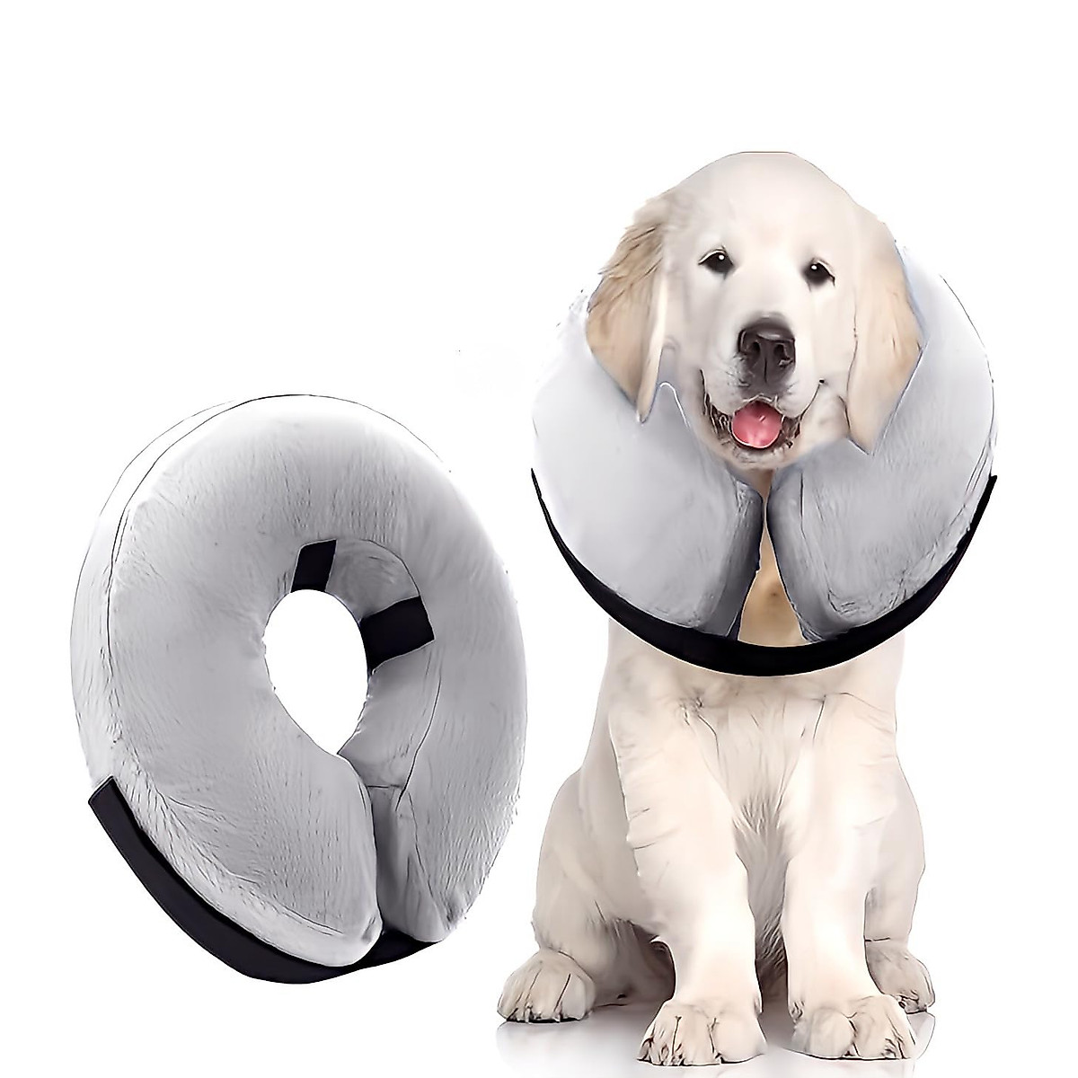 Inflatable Dog Cone Collar Alternative After Surgery - Soft Blow-up Protective Recovery Dog Collar, Pet Recovery Collar & Cone for Medium Dogs to Stop Licking, Protective Dog Neck Collar