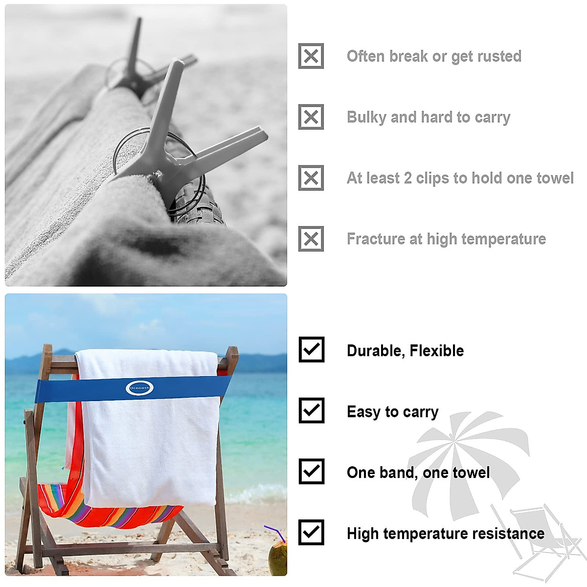 Towel Bands (6 Pack),for Pool & Cruise Chairs,Windproof Elastic Beach Towel Clips,Towel Holder for Cruise Chairs Accessories