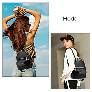 I IHAYNER Mini Backpack for Women Small Backpack for Ladies Leather Backpack Purse Designer Travel Satchel Bags with Pompom