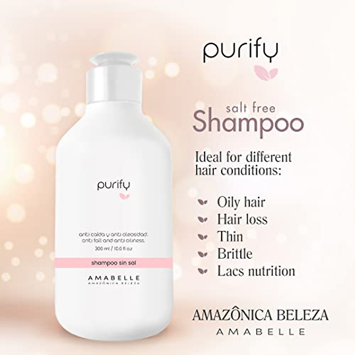 Purify Shampoo, Anti-Hair Loss & Oily Hair Control, Revitalizes Thinning Hair and Improves Volume, Strength and Texture, 10 Oz