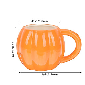 2PCS Halloween Pumpkin Coffee Mug: Ceramic Pumpkin Cup Fall Coffee Cup Camp Mug Campfire Mug Thanksgiving Ceramic Cup for Home Women Men Mom Dad(500ml)