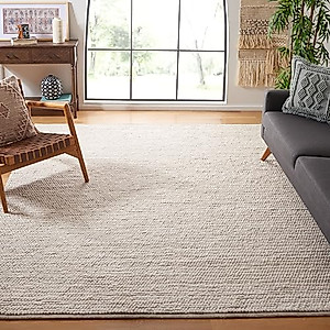 SAFAVIEH Natura Collection Area Rug - 8' x 10', Ivory & Beige, Handmade Farmhouse Boho Wool, Ideal for High Traffic Areas in Living Room, Bedroom (NAT220B)