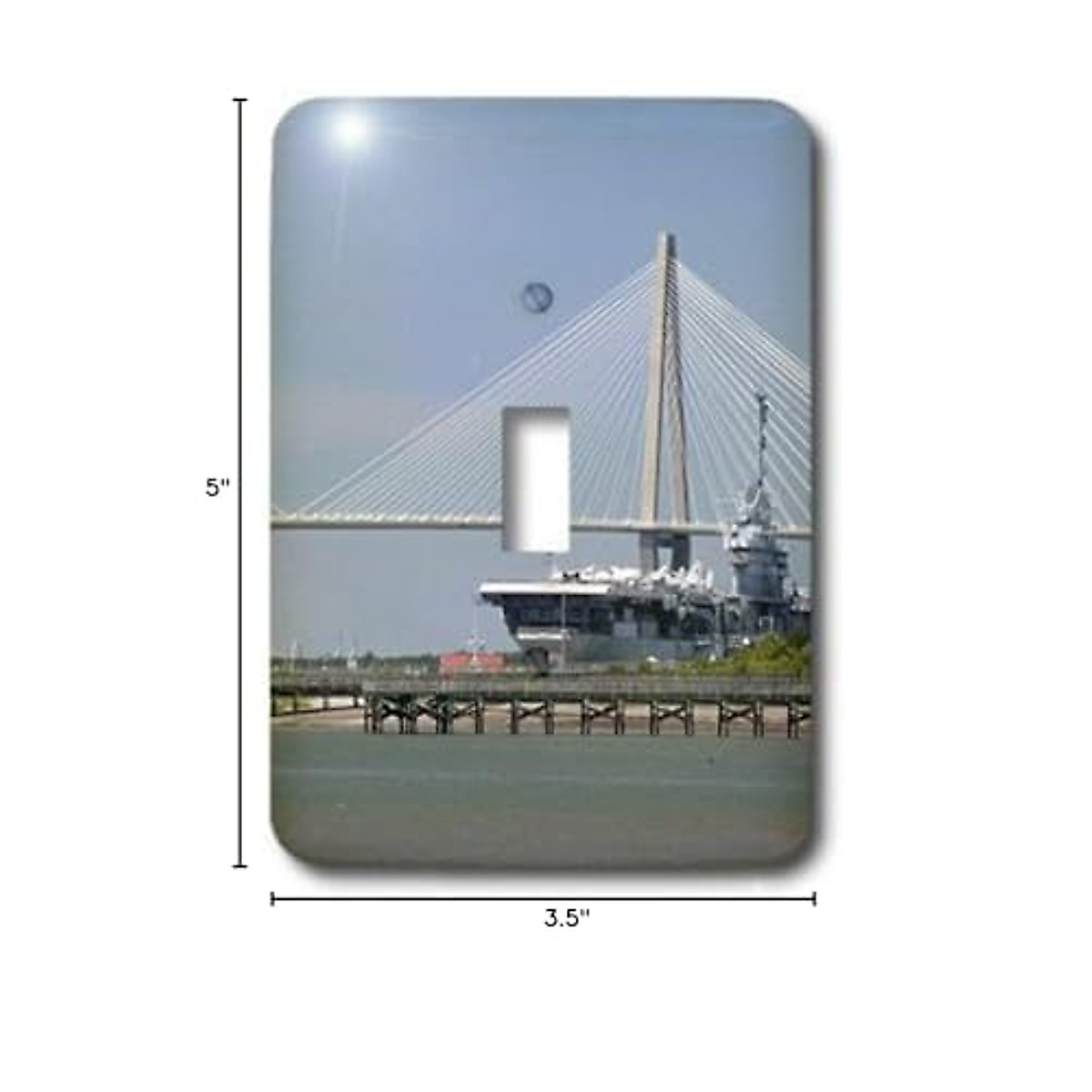 3dRose lsp_94257_1 SC, Ravenel Bridge Yorktown Aircraft carrier-US41 CMI0056-Cindy Miller Hopkins Single Toggle Switch, Multicolor