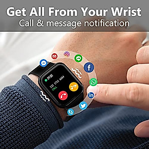 Choiknbo Smart Watch, Fitness Tracker SmartWatch for Android/iOS Phones, 1.69" Full Touch Screen with Heart Rate Sleep, Step Counter, IP68 Waterproof Smart Watches for Man/Women