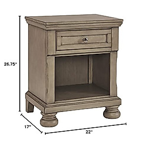 Signature Design by Ashley Lettner Modern Traditional 1 Drawer Nightstand, Light Gray