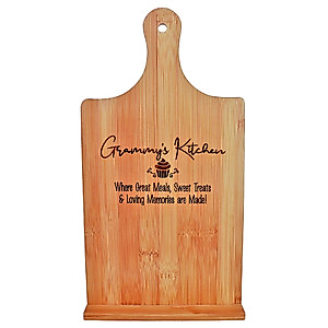 Grammy Gift Recipe Cookbook Holder Stand - Engraved Bamboo Cutting Board Foldable Chef Easel Metal Hinges Kickstand iPad Tablet Compatible Christmas Birthday Mother's Day Kitchen Decor (7.25x13.5)