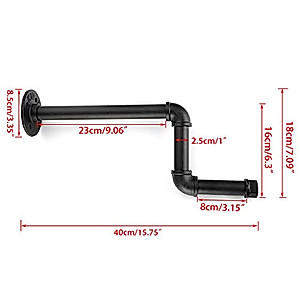 Sumnacon 15.3 Inch Industrial Pipe Clothes Bar - Rustic Iron Coat Rack Hanger with Screws, Sturdy Pipe Garment Rack Holder for Bedroom Bathroom Cabinet Laundry Room Boutique Clothing Store, Black