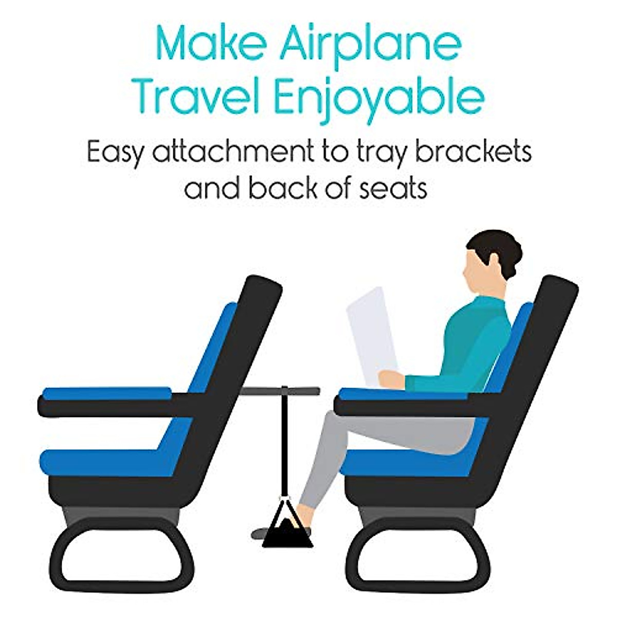 Vive Airplane Foot Rest (Plus Sleep Mask) - Elevated Leg Hammock for Airlines, Travel and Home - Adjustable Foot Sling for Under Office Desk, Flights and Train - Portable Cushion with Carrying Case