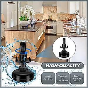 10 Set Adjustable Furniture Leveling Feet, Adjustable Leg Levelers for Cabinets Sofa Tables Chairs Raiser, Heavy Duty Height Adjuster Furniture Levelers Foot with T- Nut Kit 3/8”-16 Thread, Black