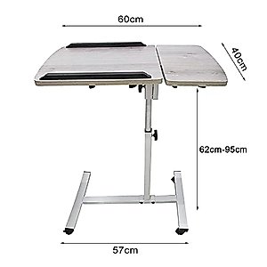 COSDACE Foldable Laptop Table for Sofa, Adjustable Height Desk Table Workstation Rolling Table, Portable Overbed Mobile Computer Table with Wheeled & Metal Frame for Home, Office, Study