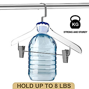 Quality Clear Acrylic Skirt Pant Hangers with Clips – 4 Pack, Stylish Clothes Hanger with Silver Hooks - Coat Hanger for Dress, Suit - Closet Organizer Adult Hangers - Cloth Hangers (Silver Hook, 4)