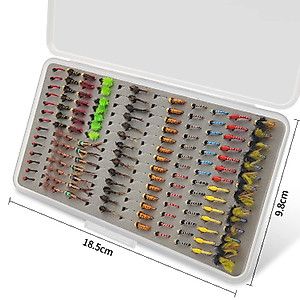 133 Pcs Fly Fishing Flies Fishing Ultra-Thin Portable Flies Kit Assortment with Box Trout Fishing Fly Lures