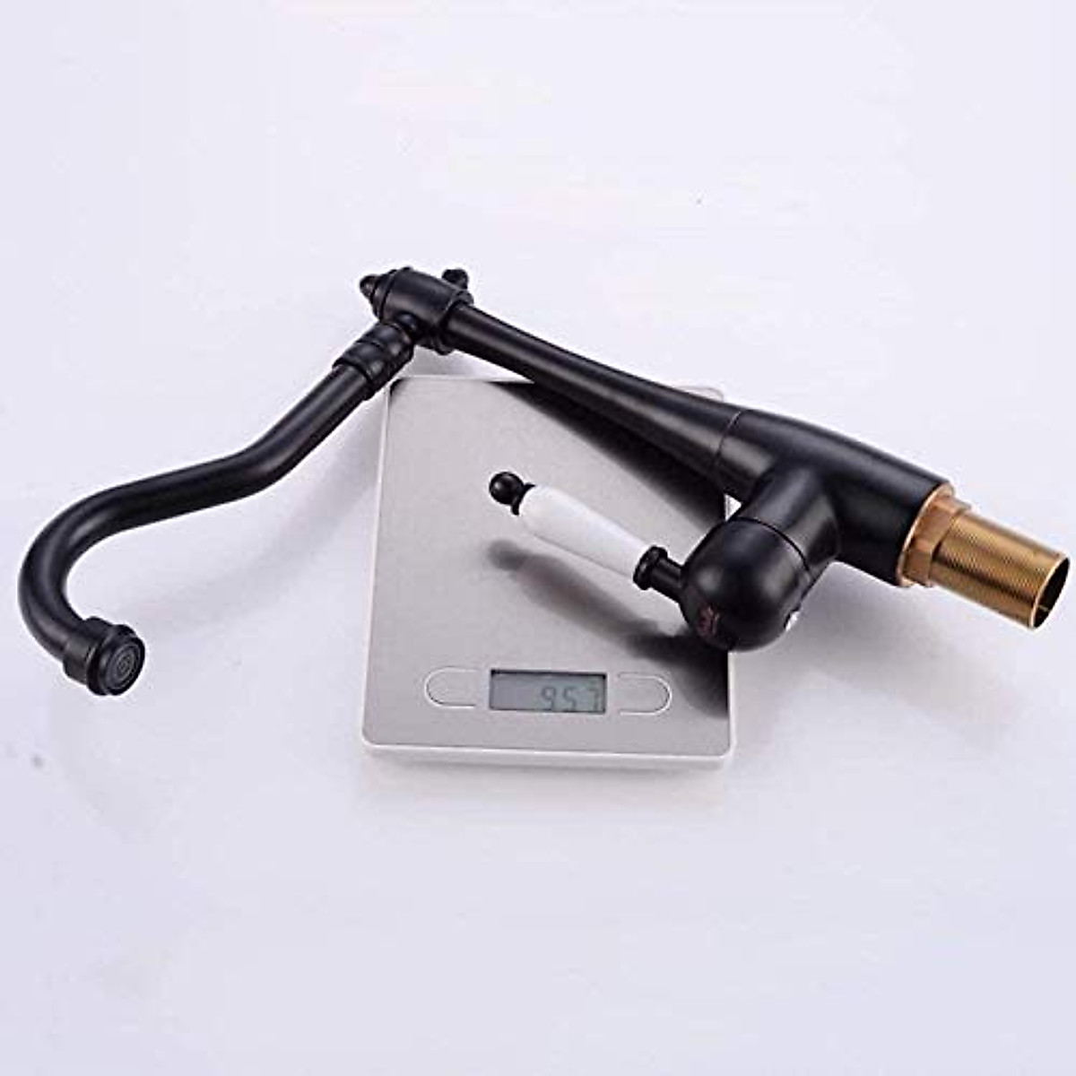 Bathtub Faucet Nostalgia Kitchen Mixer Sink Faucet Country House,Single Lever Mixer Water Tap with Ceramic Brass Handles,360 ° Swivel Ceramic Handles