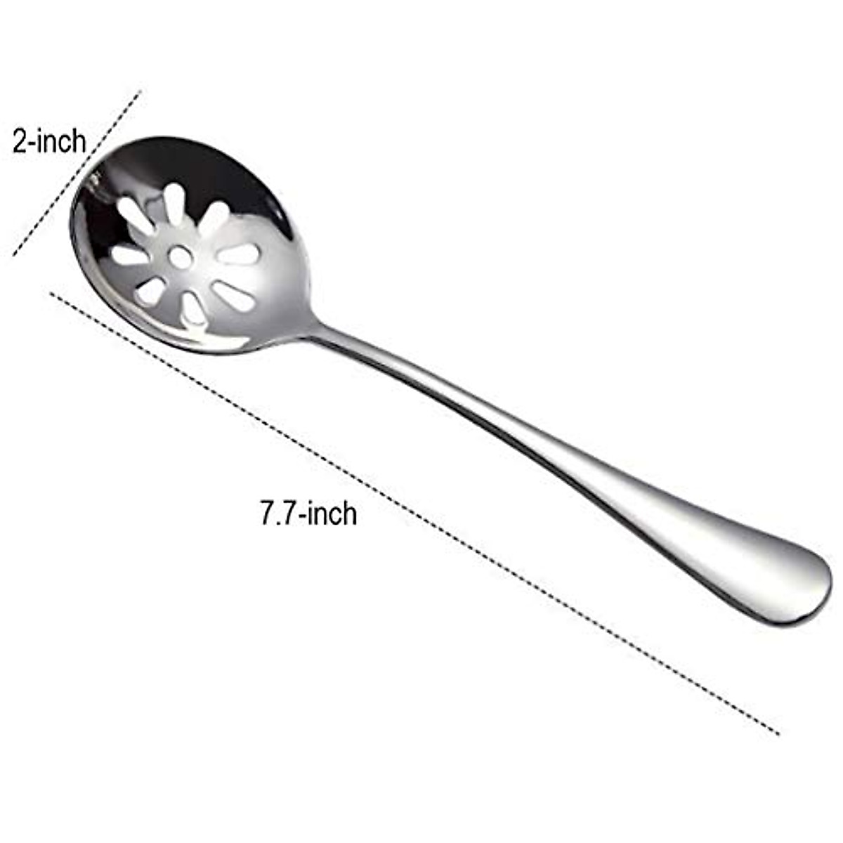 Goeielewe 2-Pack Soup Slotted Serving Spoon 7.7-inch Stainless Steel Colander Spoon for Buffet, Dinner, Restaurants, Kichen (Slotted Spoon)