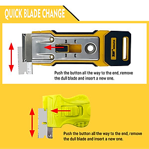 XW 5-Pack Razor Scraper Set, 2 PCS Heavy Duty Razor Blade Scrapers and 3 PCS Mini Plastic Scrapers, Extra 22 PCS Razor Blades Included