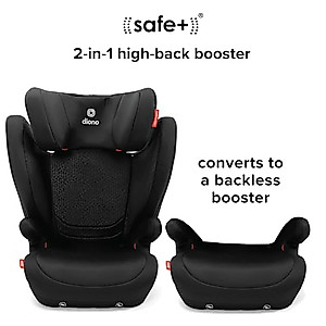 Diono Monterey 4DXT Latch, 2-in-1 High Back Booster Car Seat with Expandable Height, Width, Advanced Side Impact Protection, 8 Years 1 Booster, Black