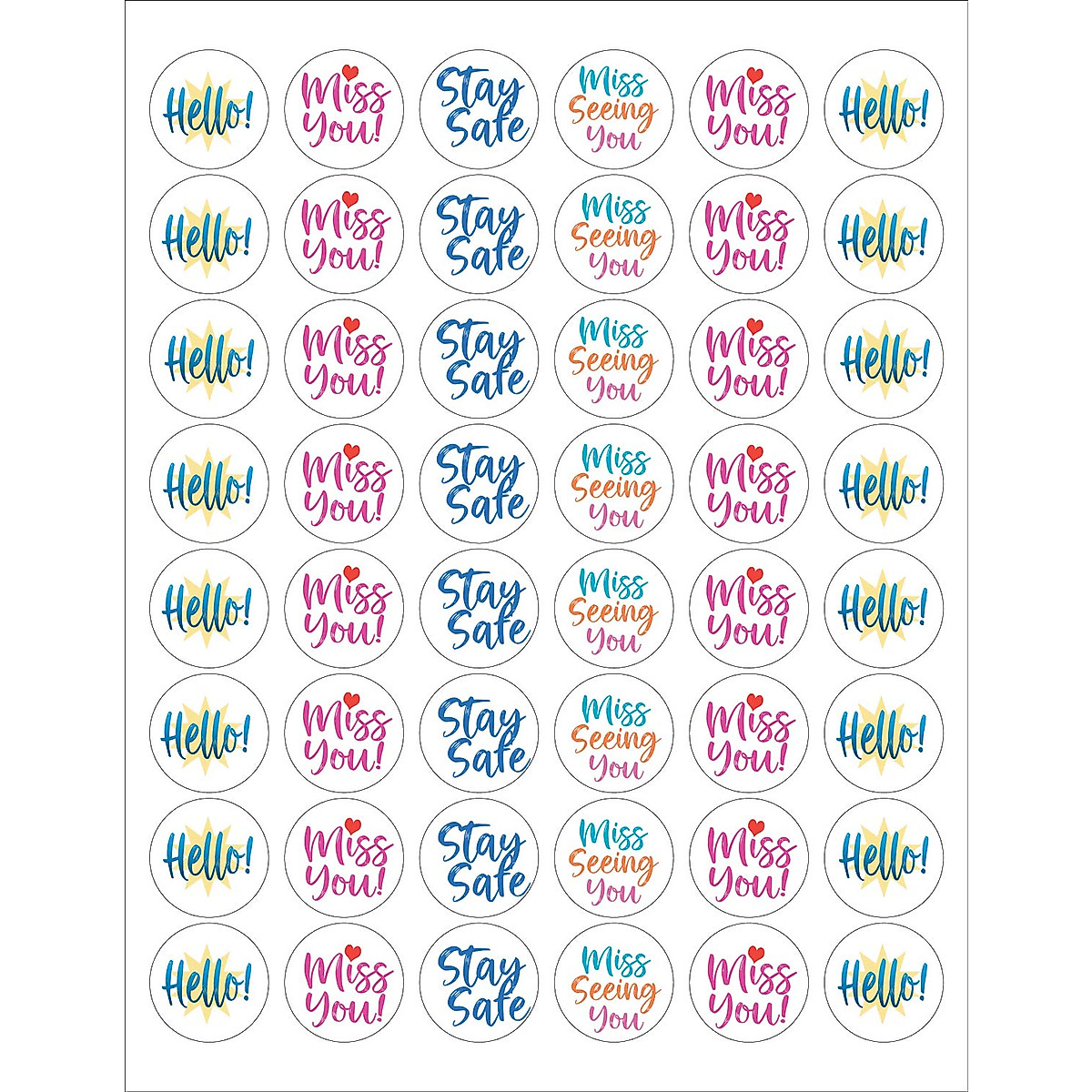 Keep in Touch Envelope Seals & Stickers- 1.2" Hello, Miss You, Stay Safe Stickers - 144 Stickers (Variety)