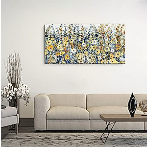 Yuegit Contemporary Flowers Canvas Wall Art : Paintings for Wall Decorations Abstract Wall Art Wall Paintings for Living Room Home Office Ready to Hang 20X40Inch