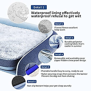 ERPIMA Orthopedic Dog Bed, Memory Foam Bolster Couch Dog Bed for Large Dogs, Cooling Gel Foam Dog Bed,Removable Washable Cover Pet Bed, Nonskid Dog Mat with CertiPUR-US® Certified Foam