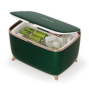 LVARA Mini Skincare Fridge 9 Liters, [Upgraded 2.0] Beauty Fridge with Constant Temperature. Portable Compact Makeup Refrigerator. Cosmetics Storage for Bedroom, Office. Dark Green