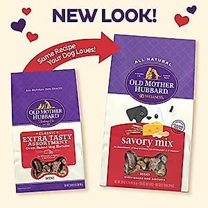 Old Mother Hubbard by Wellness Classic Savory Mix Natural Dog Treats, Crunchy Oven-Baked Biscuits, Ideal for Training, Mini Size, 20 ounce bag