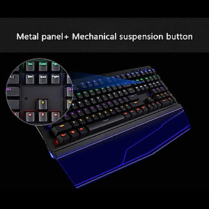 XYLXJ Mechanical Gaming Keyboard LED Backlit Wired Keyboard with Blue Switches for Windows Gaming PC (108 Keys, Black)