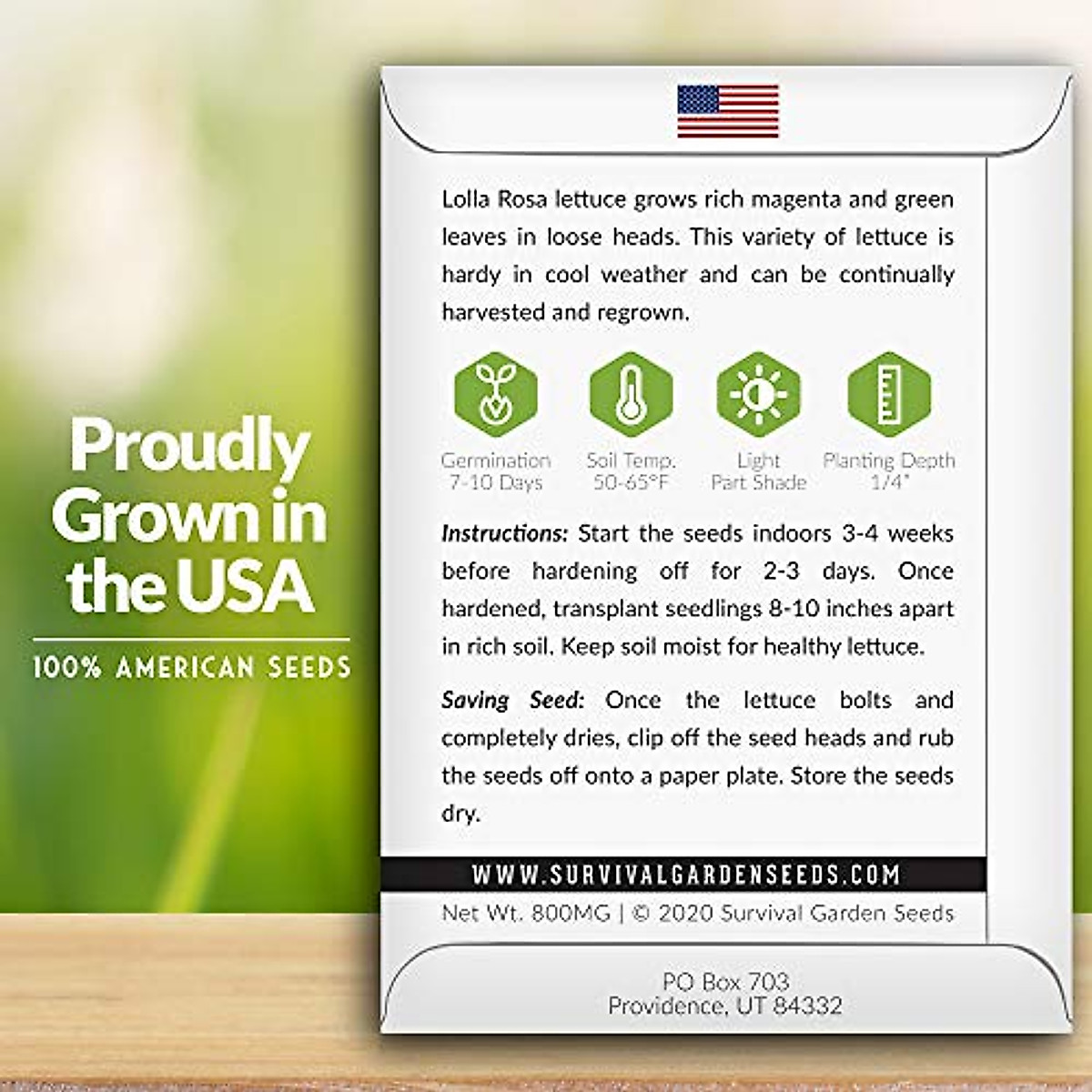 Survival Garden Seeds - Lolla Rosa Lettuce Seed for Planting - Packet with Instructions to Plant and Grow Red and Green Leaved Lettuce in Your Home Vegetable Garden - Non-GMO Heirloom Variety