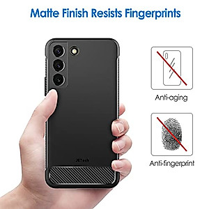 JETech Slim Fit Case for Samsung Galaxy S22 5G 6.1-Inch, Thin Phone Cover with Shock-Absorption and Carbon Fiber Design (Black)