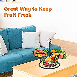 5 Tier Fruit Basket for Kitchen Counter, Large Capacity Metal Wire Countertop Fruit Bowl Vegetables Storage, Detachable Snacks Stand Holder Organizer for Onions Potatoes Produce, Black