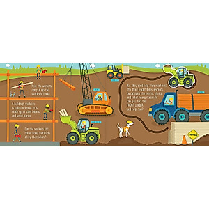 Under Construction Book for Toddlers Set ~ Construction Vehicles Book with Movable Trucks and Crenstone Stickers (Tractors, Bulldozers, Trucks, and More)