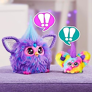 Furby Furblets Ray-Vee Mini Friend, Electronica Music, Speaks Only Furbish, Electronic Plush Toys for Girls & Boys, Interactive Pets, Rainbow, Easter Basket Stuffers, 6+