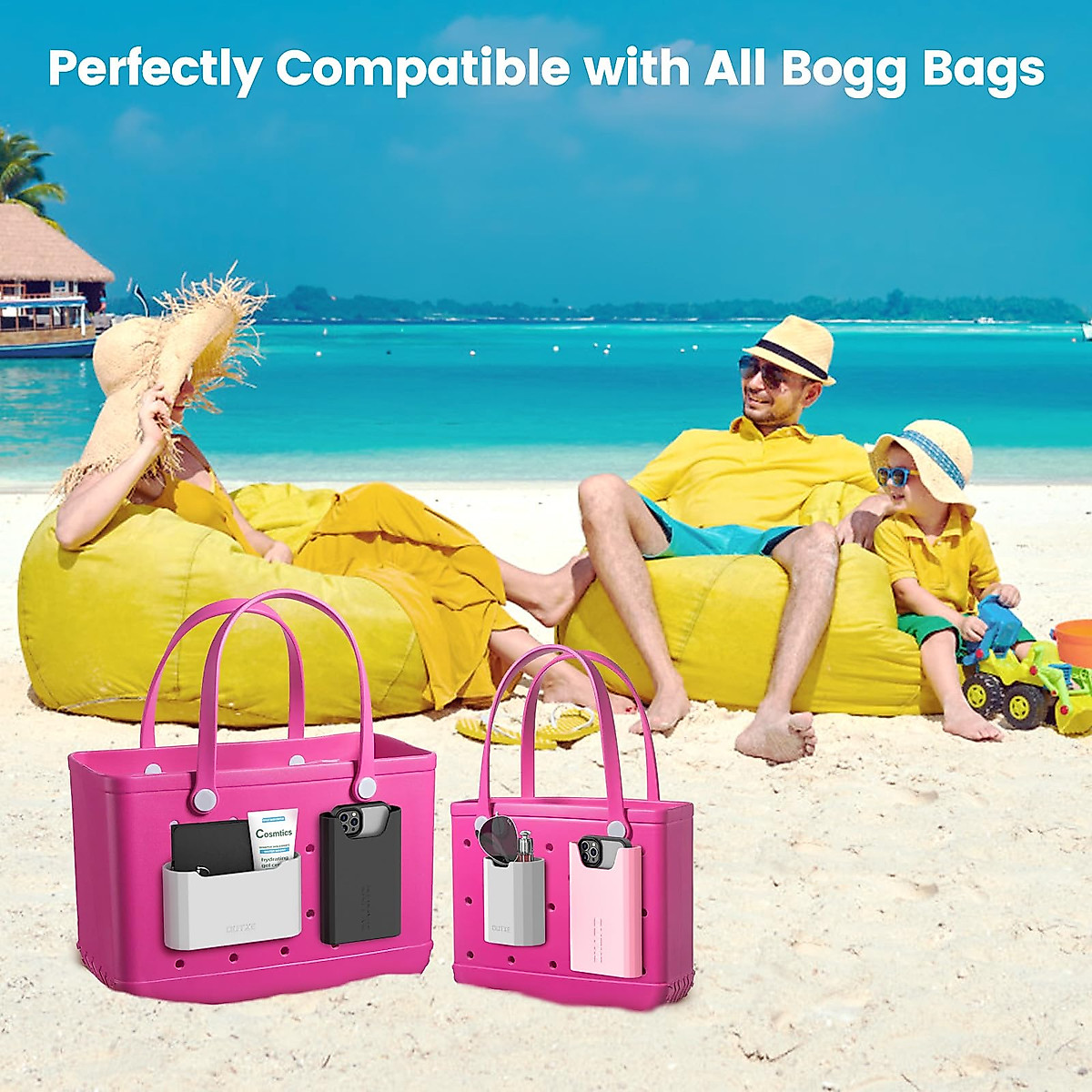 OUTXE 2 Pack Silicone Bogg Bag Organizer Insert Compatible with All Bogg Bags, Sunglasses & Wallet Holder Accessories for Bogg Bag, Wallet and Glasses Organizer for Simply Southern Bogg Bag-Grey