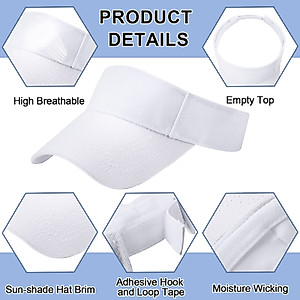 24 Pieces Visors Bulk for Women Men Adjustable Sun Visor Hats UV Protection Sport Visors(White)