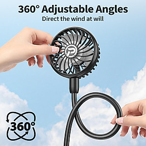 PANERGY Portable Neck Fan Rechargeable Hand Free Personal Fan Mini Wearable Fan Battery Operated USB Fan for Women Kids Sport Work Travel